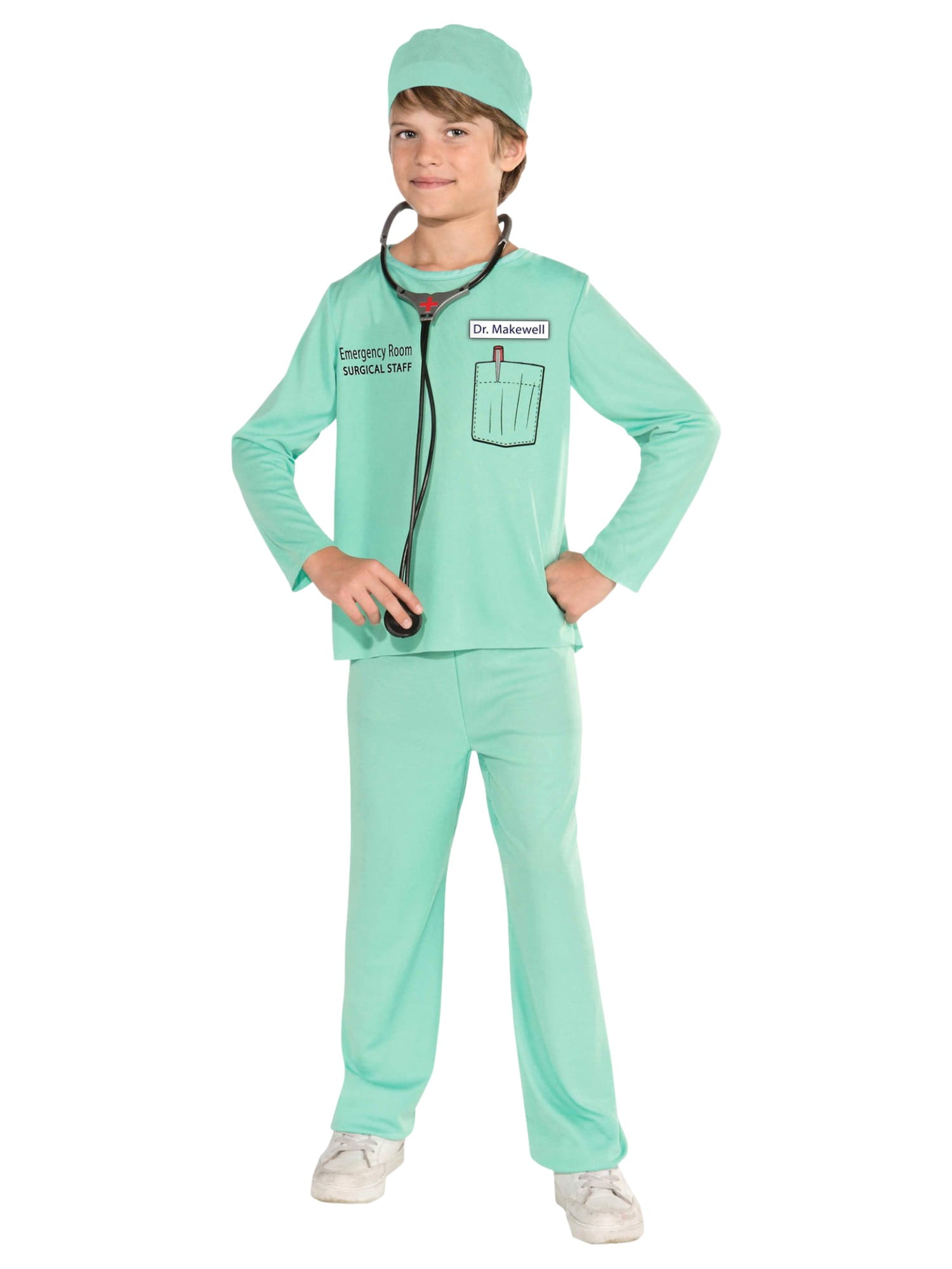 Rubies Boys ER Doctor Scrubs Halloween Costume Shirt Pants & Hat Small ...