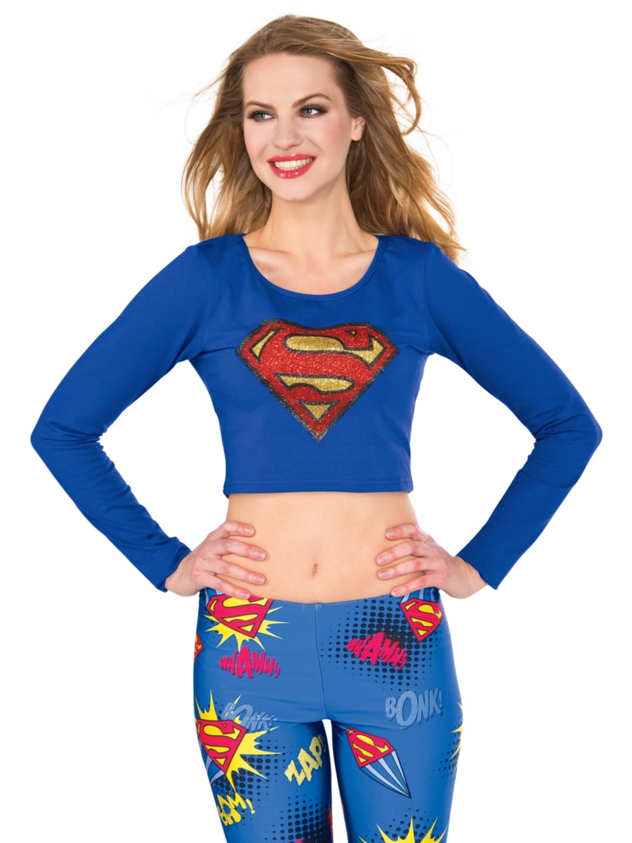 Women's Classic DC Comics Supergirl Crop Top Shirt Costume Medium-Large ...