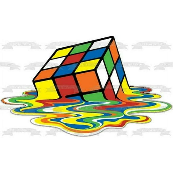 Rubik Cube Melting Birthday Edible Image Cake Topper For Half Sheet ...