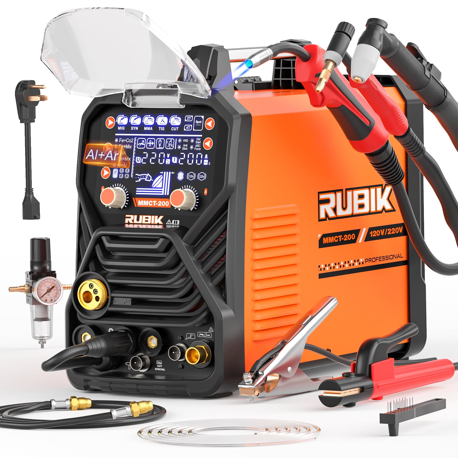 Rubik MIG Welder 200Amp,8 in 1 HF TIG/Gas MIG/Flux MIG/Stick/Cut/Spot ...