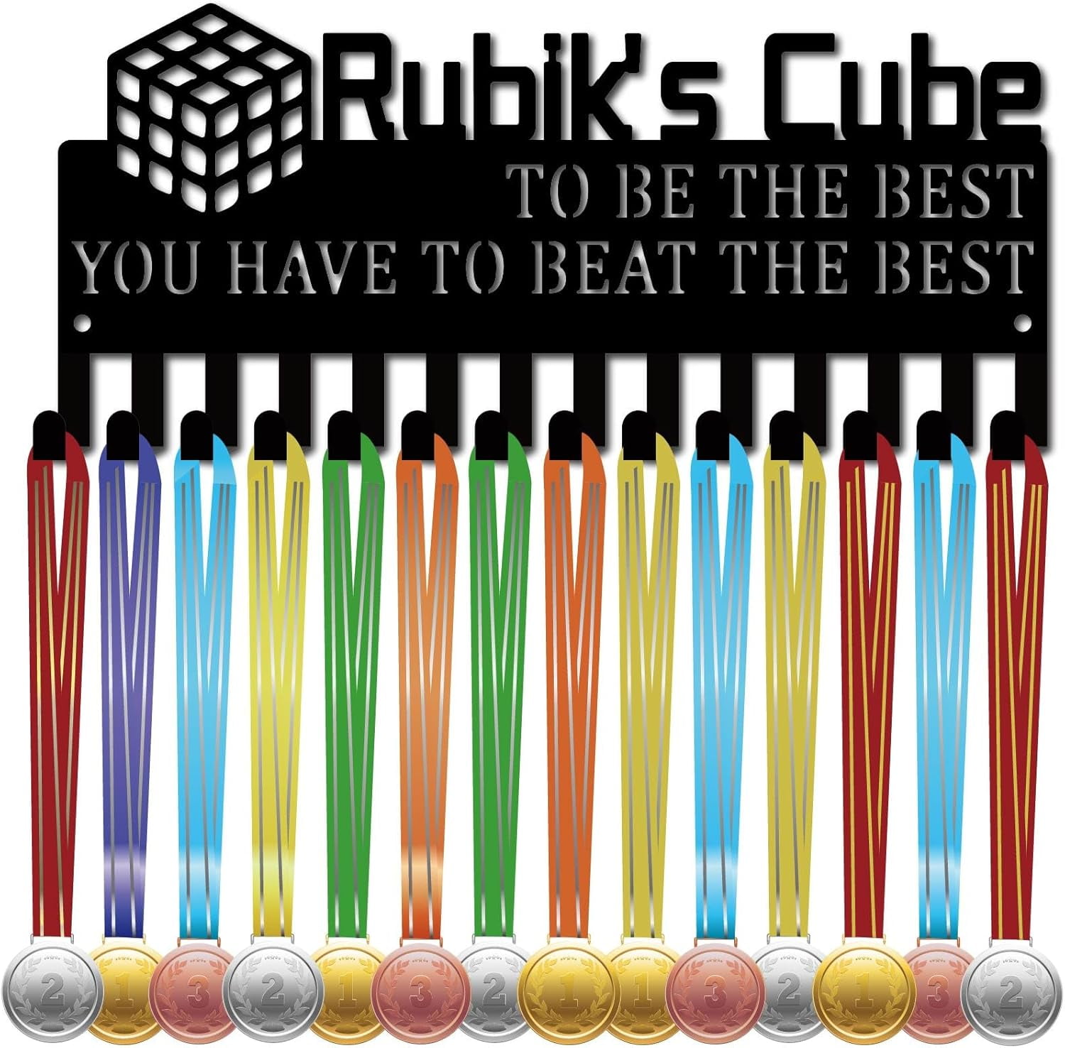 Rubik's Cube Medal Hanger Display Medals Holder Rack Black Metal Iron ...