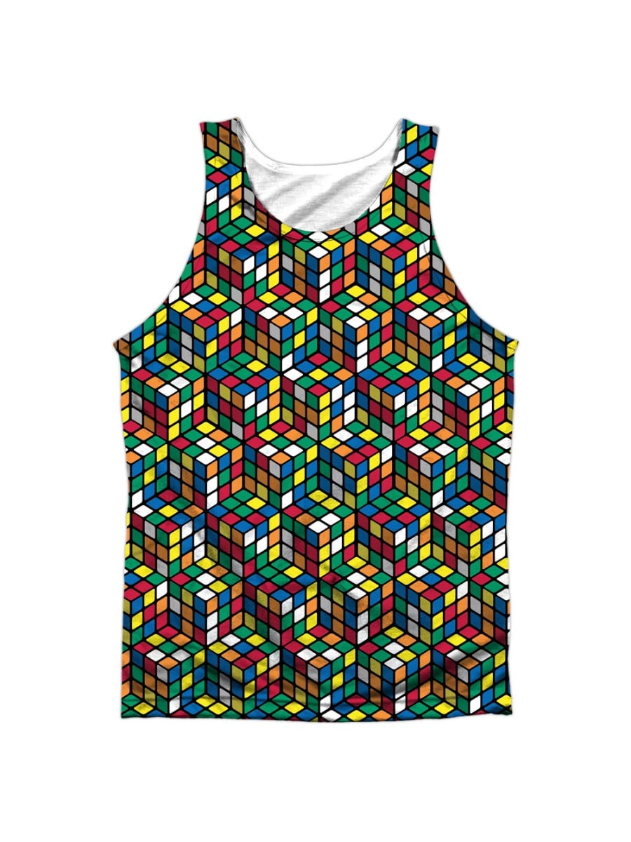 Rubik's Cube Men's Cube Stack Mens Tank White - Walmart.com