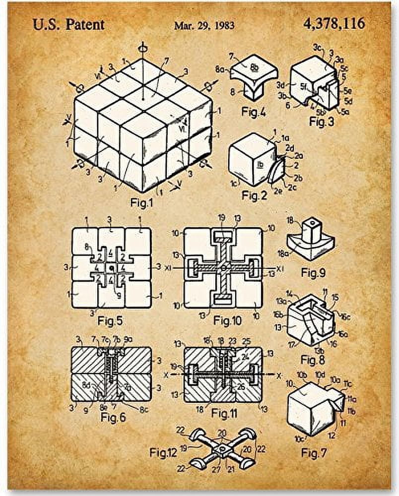 Rubik's Cube Patent - 11x14 Unframed Patent Print - Great Gift for Boy ...