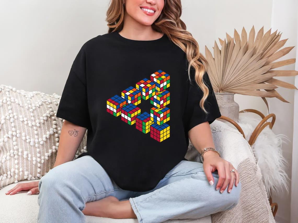 Rubik’s Cube Penrose Triangle T-Shirt Optical Illusion Puzzle Style ...