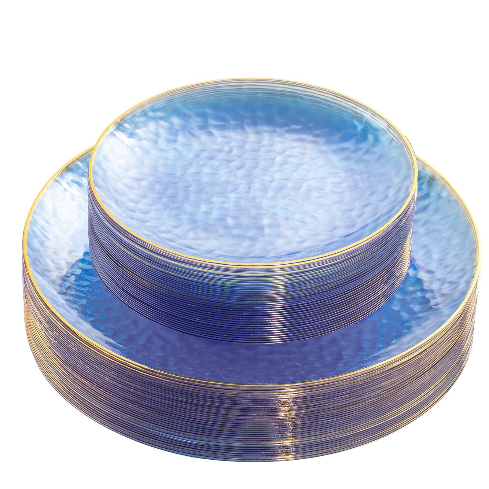 Rubtlamp 60Pcs Clear Blue AIF9 Plastic Plates, Hammered Blue Plates ...