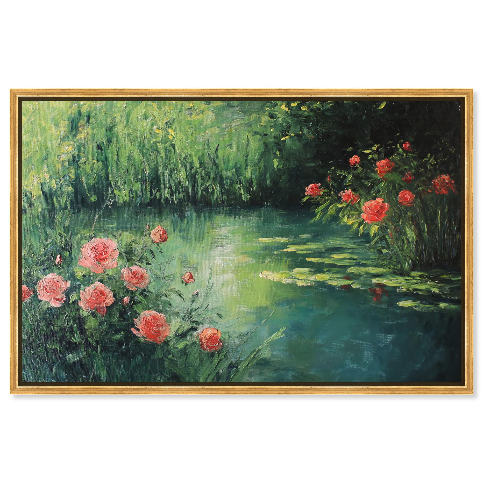 Ruby Bloom Lake I Canvas Classic Floral Art by Art Remedy, Gold Frame ...