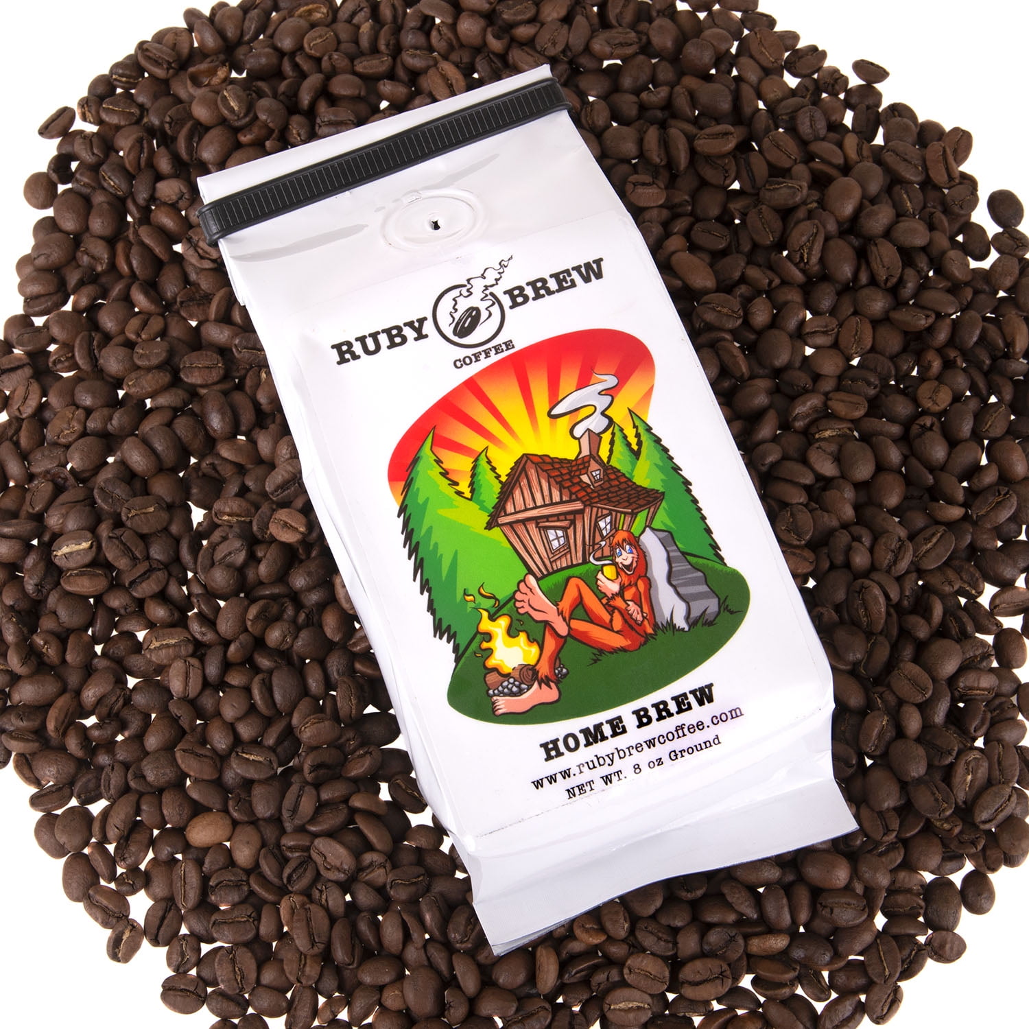 Ruby Brew Coffee 8 oz Whole Bean Coffee House Blend Medium Roast Bag Colombian Costa Rican and ...