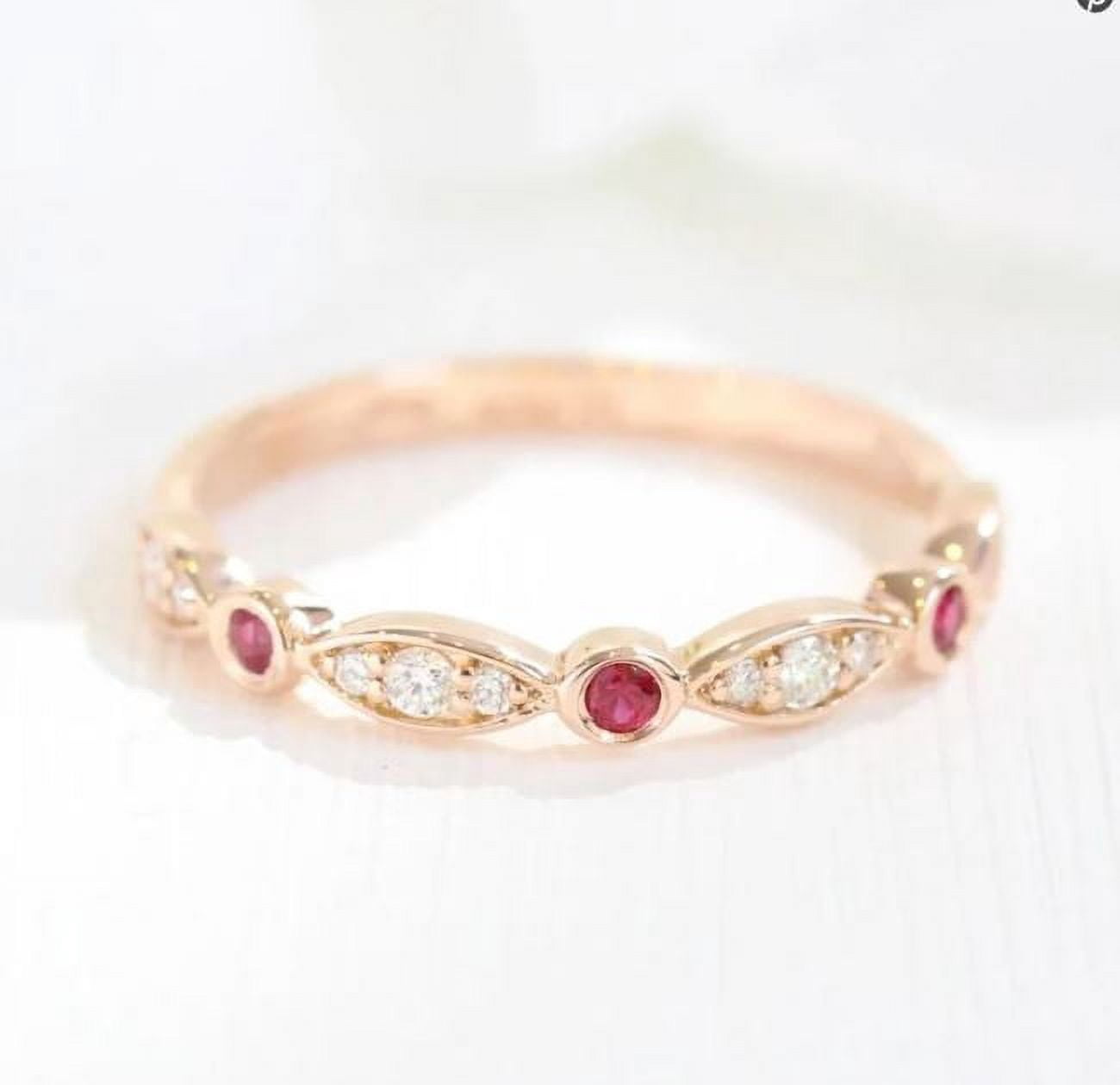 Ruby CZ Diamond Engagement Ring Bridal Band Ring Anniversary Gift 925 ...