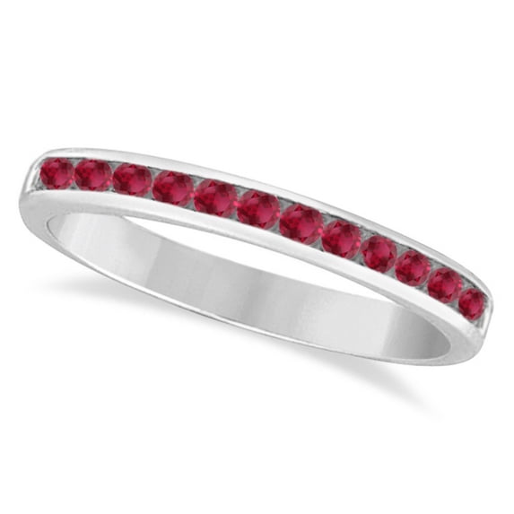Ruby Channel-Set Semi-Eternity Ring Band 14k White Gold (0.40ct ...