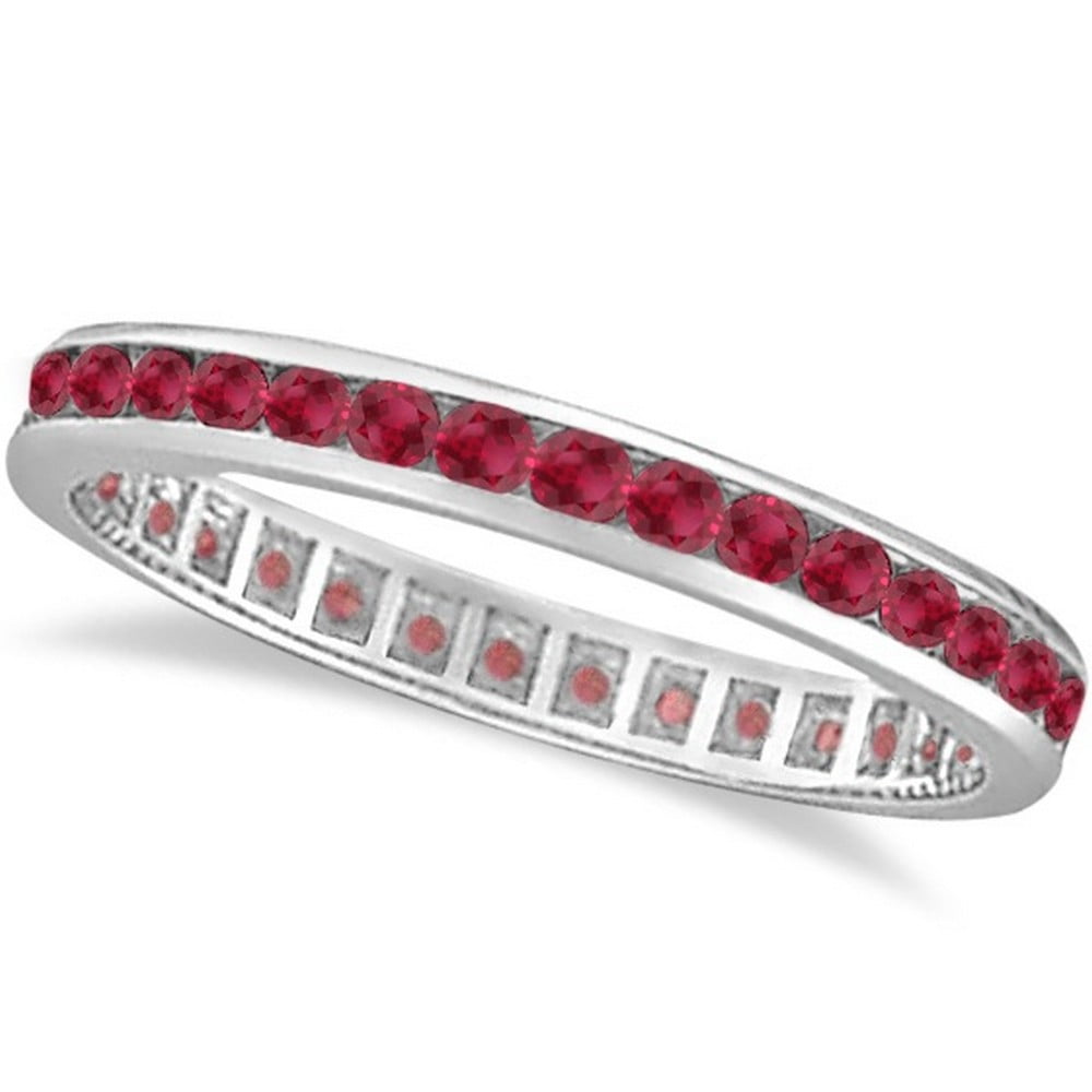 Ruby Channel Set Stackable Ring Eternity Band 14k White Gold (1.04ct) - Walmart.com