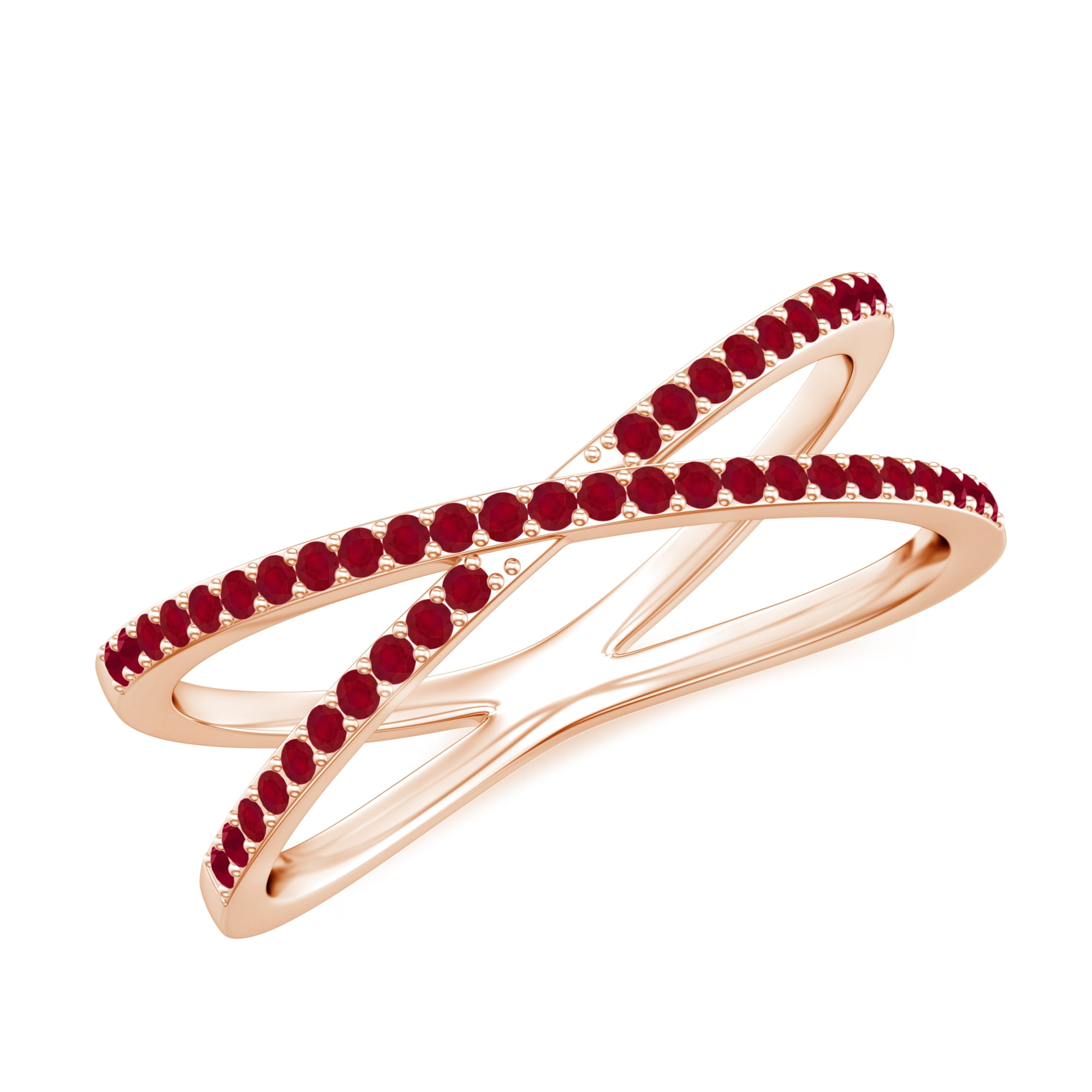 Ruby Criss Cross Wedding Band for Women 925 Sterling Silver/ Rose Gold Plated Birthstone ...