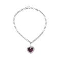 Ruby Crystal and White CZ Sterling Silver Heart Charm Bracelet, 8 ...