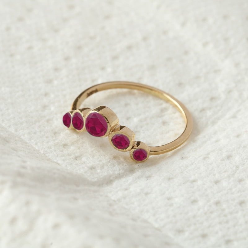 Ruby Curve Ring, Ruby Crown Ring, Handmade Jewelry, Five Ruby Ring ...