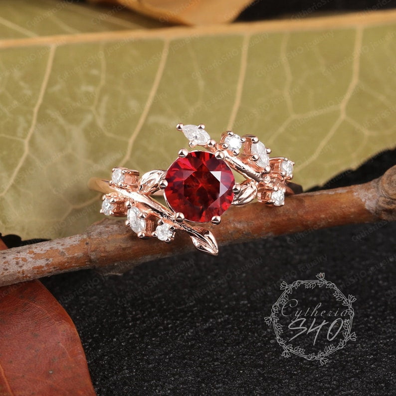 Ruby Engagement Ring 14K Gold Promise Ring July Birthstone Nature ...