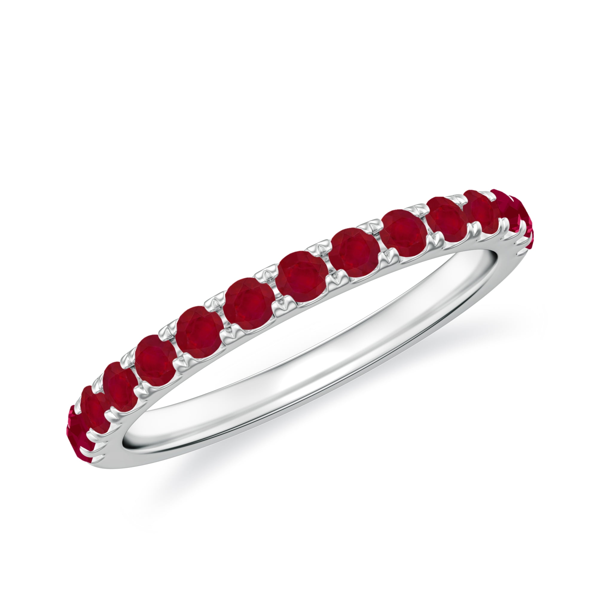 Ruby Eternity Band Ring for Women White Gold Plated Solid 925 Sterling Silver Stackable Ring ...