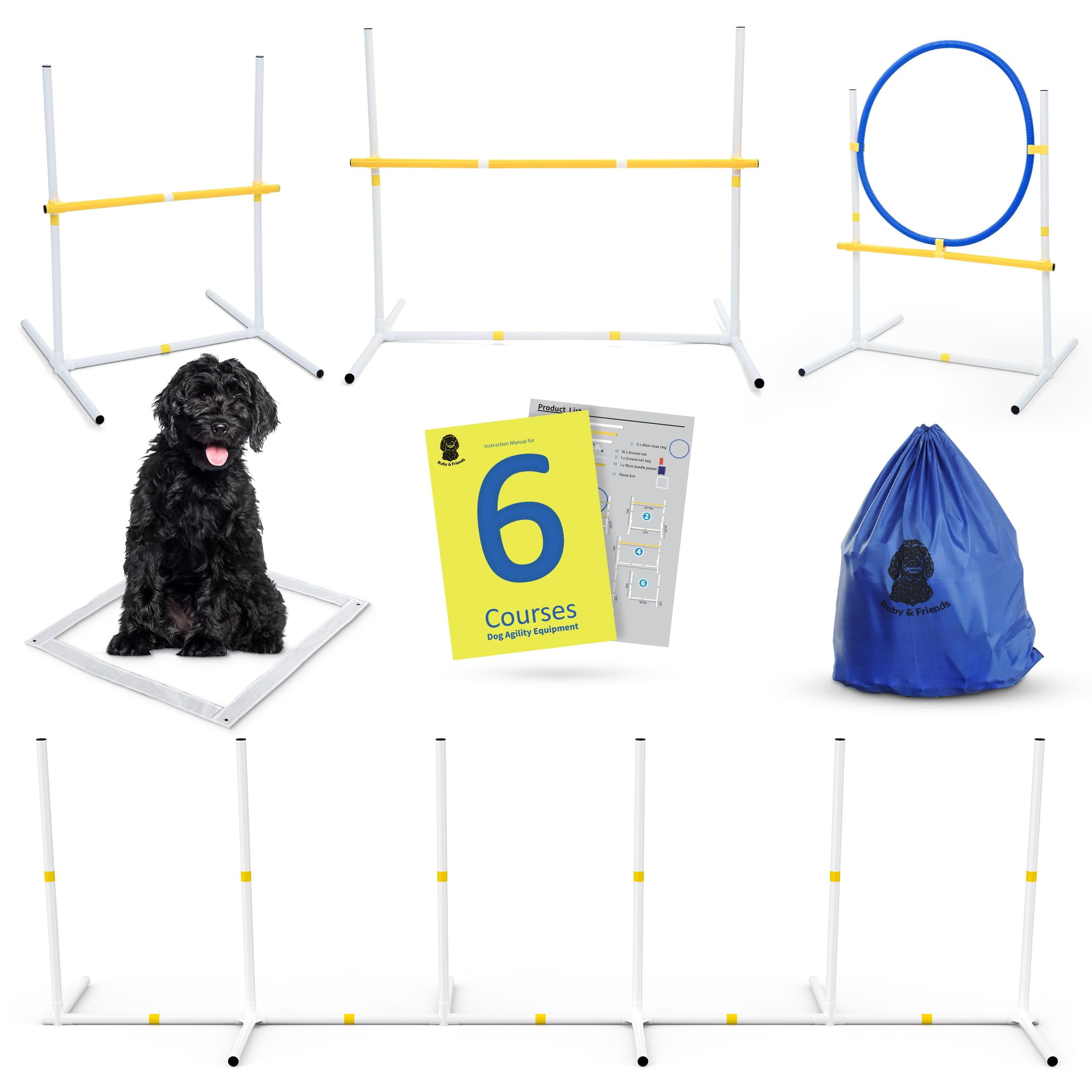 Ruby & Friends Dog Agility Course Backyard Set: Create 6 Sturdy ...