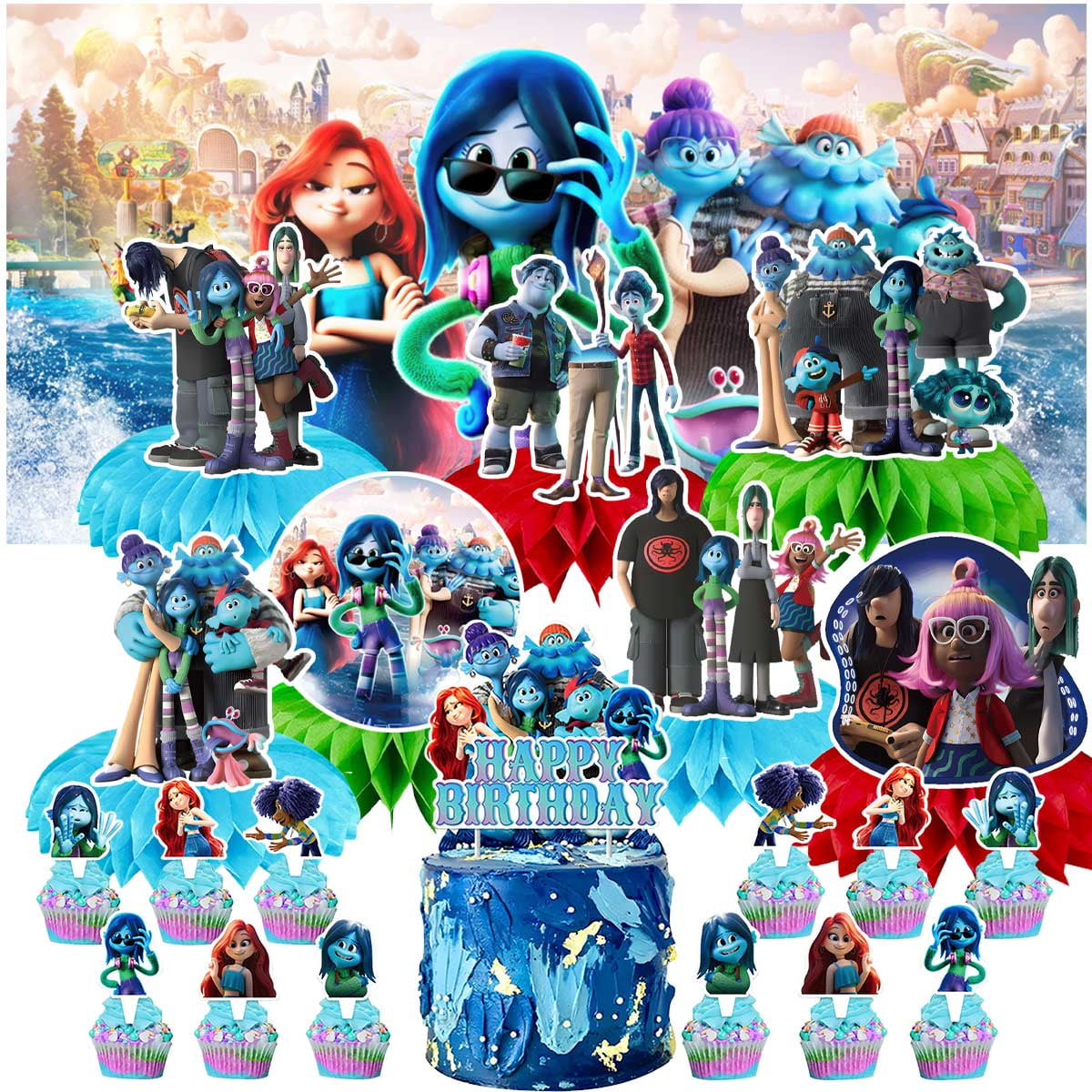 Ruby Gillman Teenage Kraken Party Decorations Decor Supplies Honeycomb ...