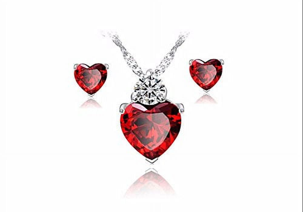Ruby Heart Earrings and Necklace Jewelry Set - Walmart.com
