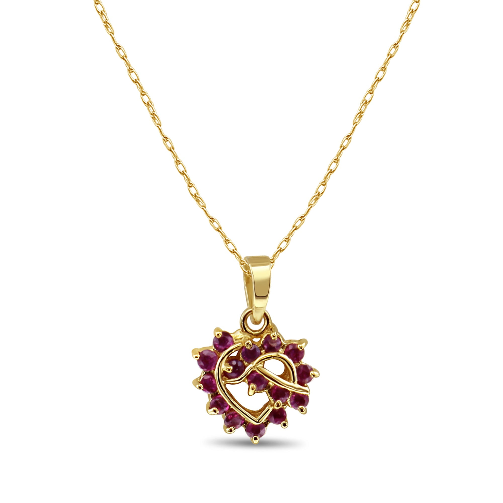 Ruby Heart Shaped Necklace .30cttw 14k Yellow Gold - Walmart.com