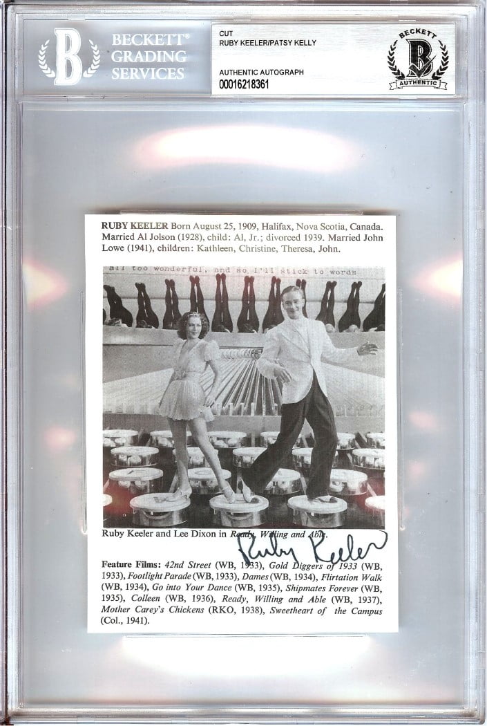 Ruby Keeler Patsy Kelly Signed Autograph Cut Signature BAS Encased 8361 ...