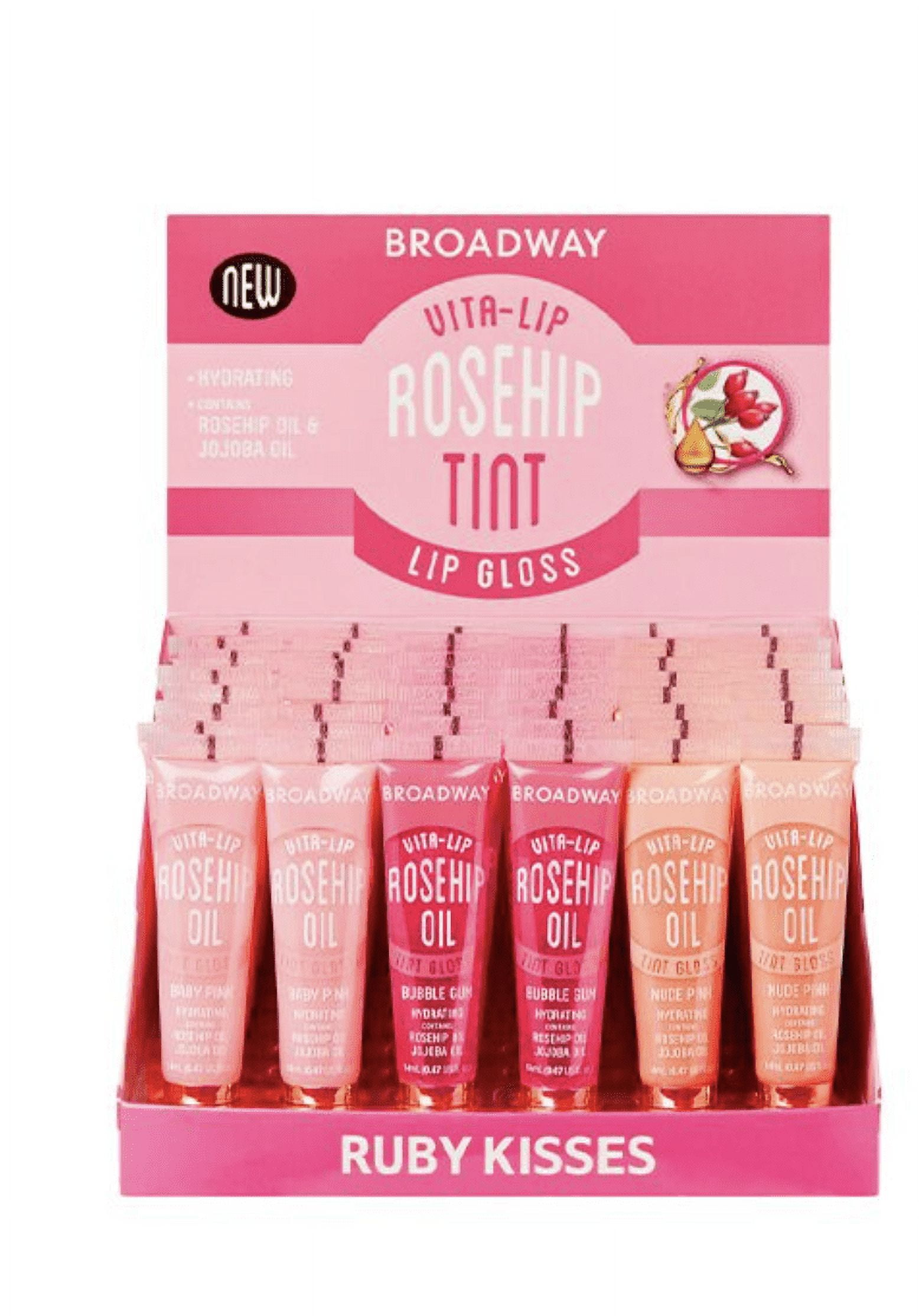 Ruby Kisses Broadway Vita-Lip Gloss NEW Rosehip Tint! Baby Pink,Nude Pink ,& Bubble Gum Trio ...