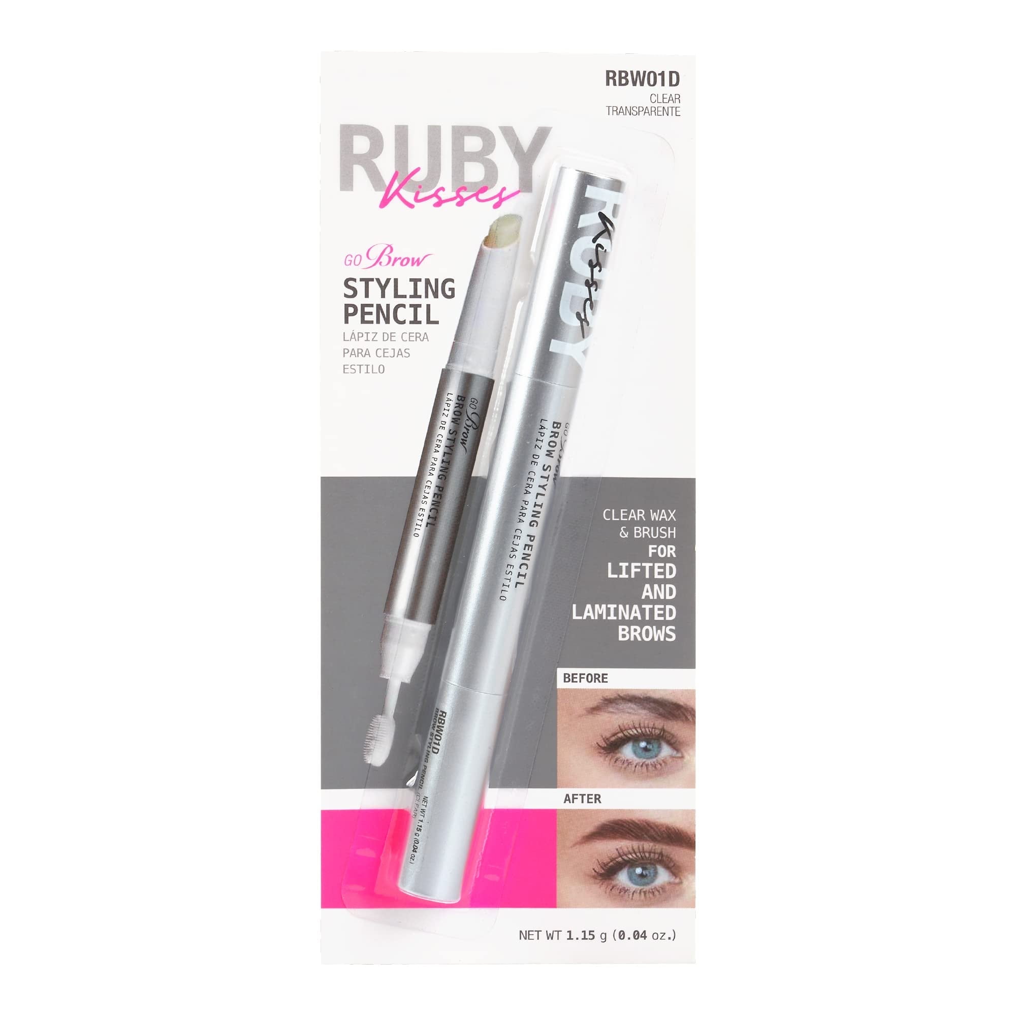 Ruby Kisses Brow Styling Pencil with Brush, Long-Lasting Eyebrow Wax, Clear Brow Shaper ...