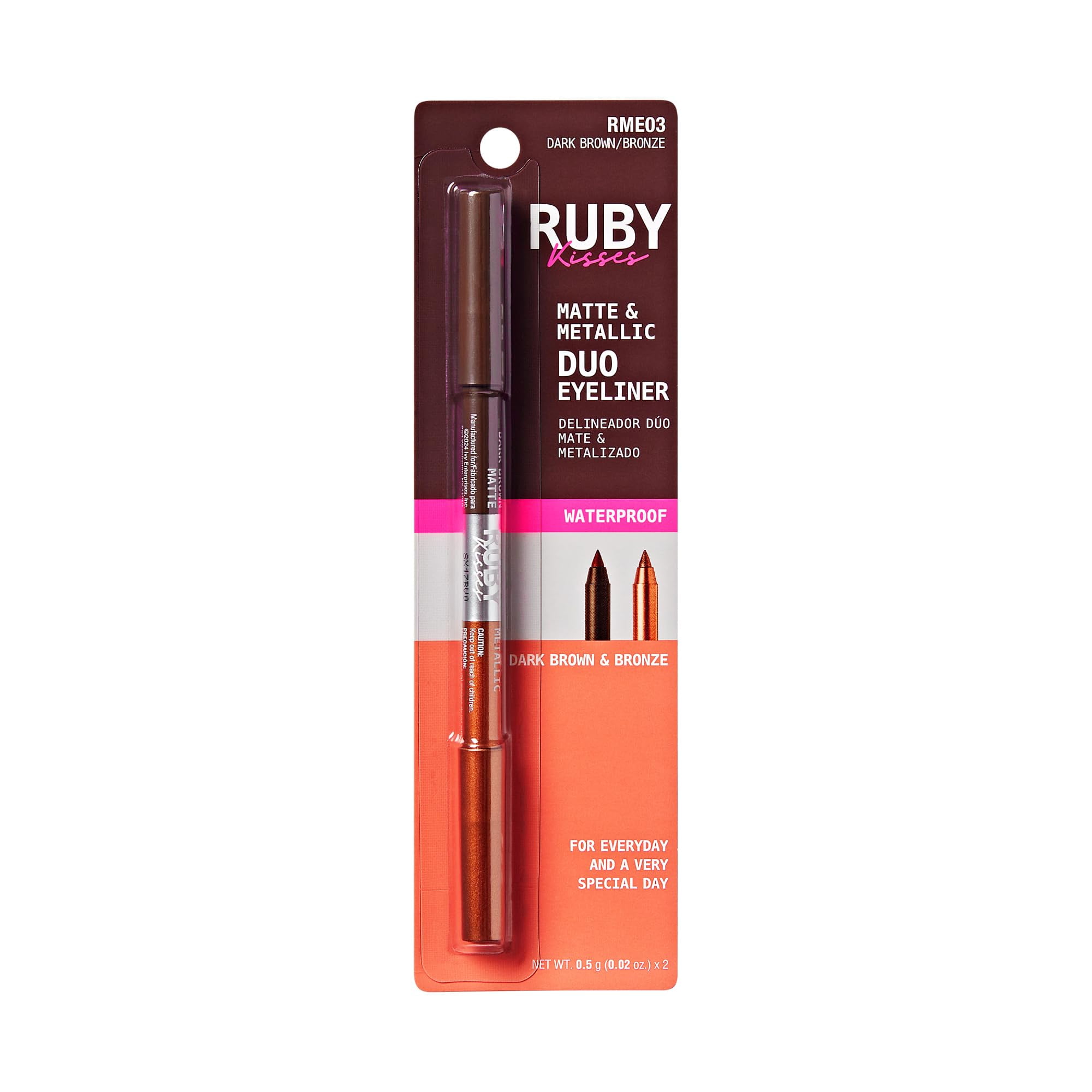 Ruby Kisses Waterproof Matte & Metallic Duo Eyeliner - Dual-Ended ...