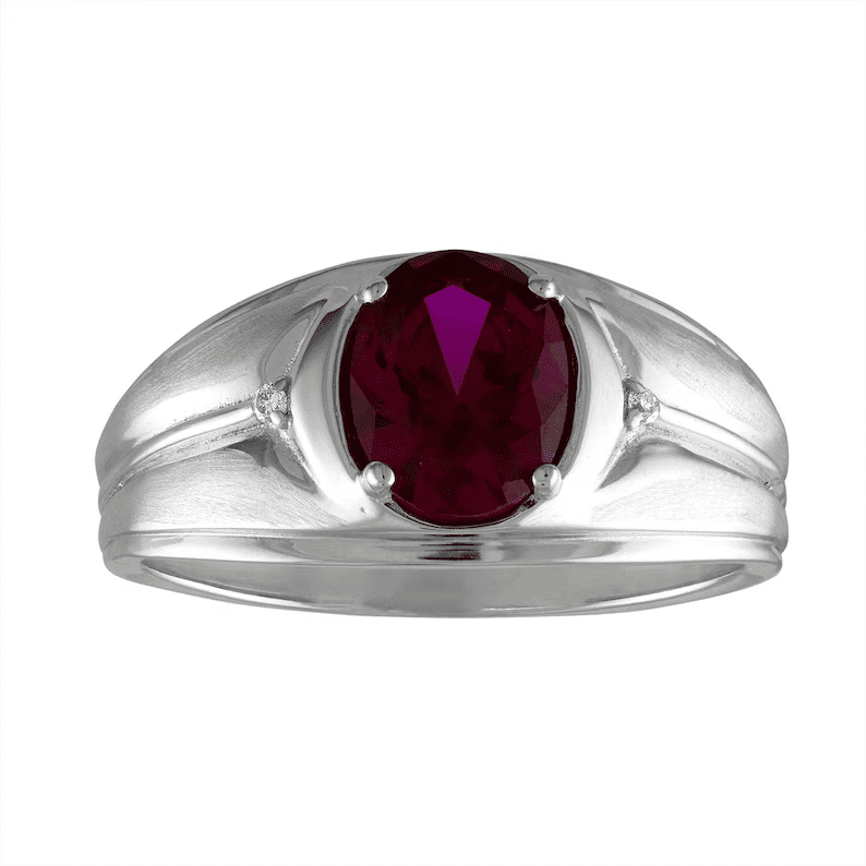 Ruby Men's Ring Oval Ruby Ring Men's Ruby Ring Oval Gemstone Ring for ...