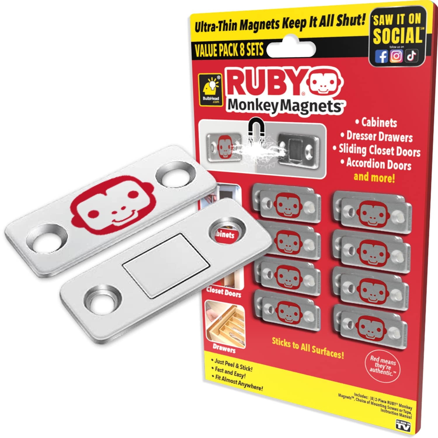 Ruby Monkey Ultra-Thin Strong Magnetic Plates, Extra Strength, Stick to ...