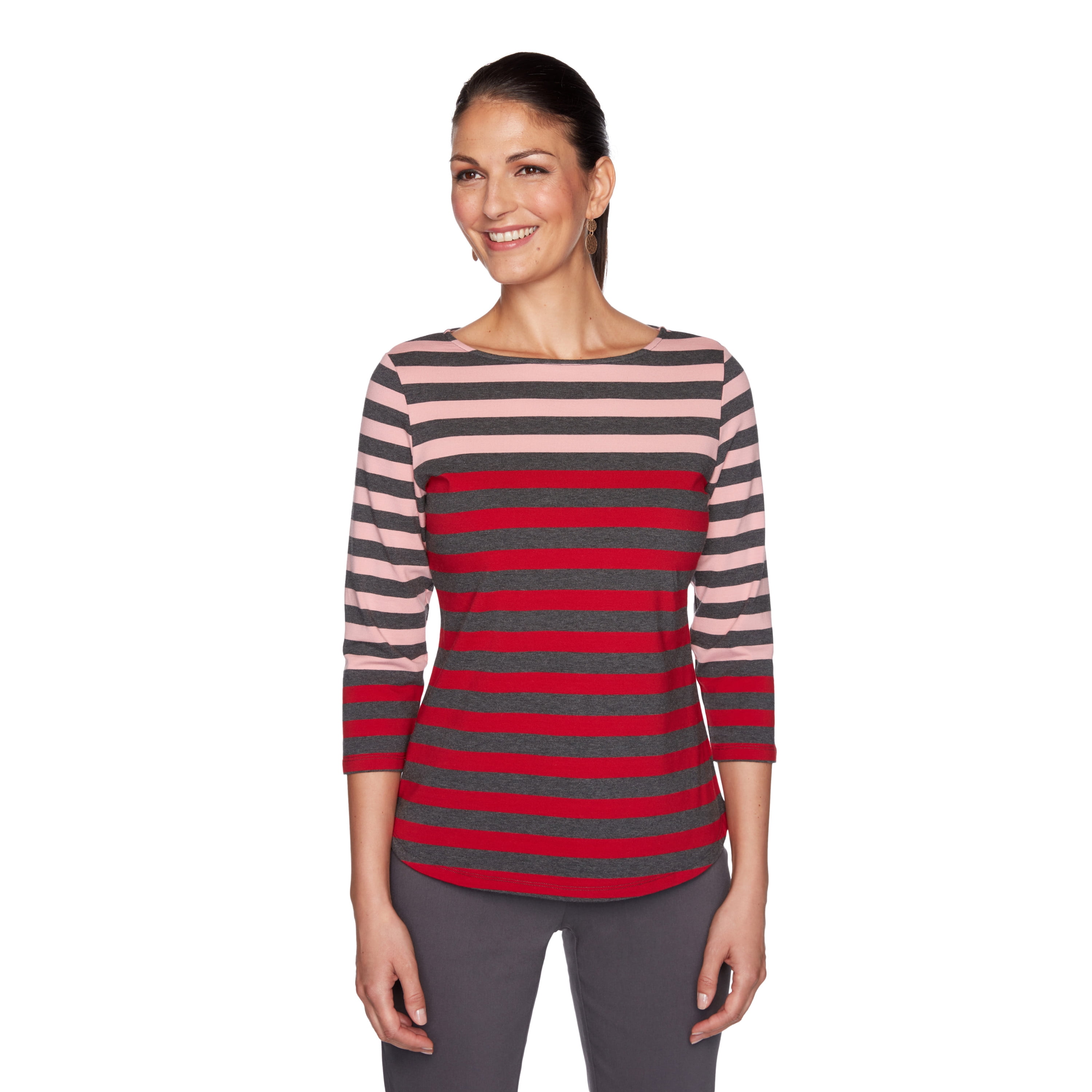 Ruby Rd. Womens Plus-Size Color Blocking Striped Top - Walmart.com