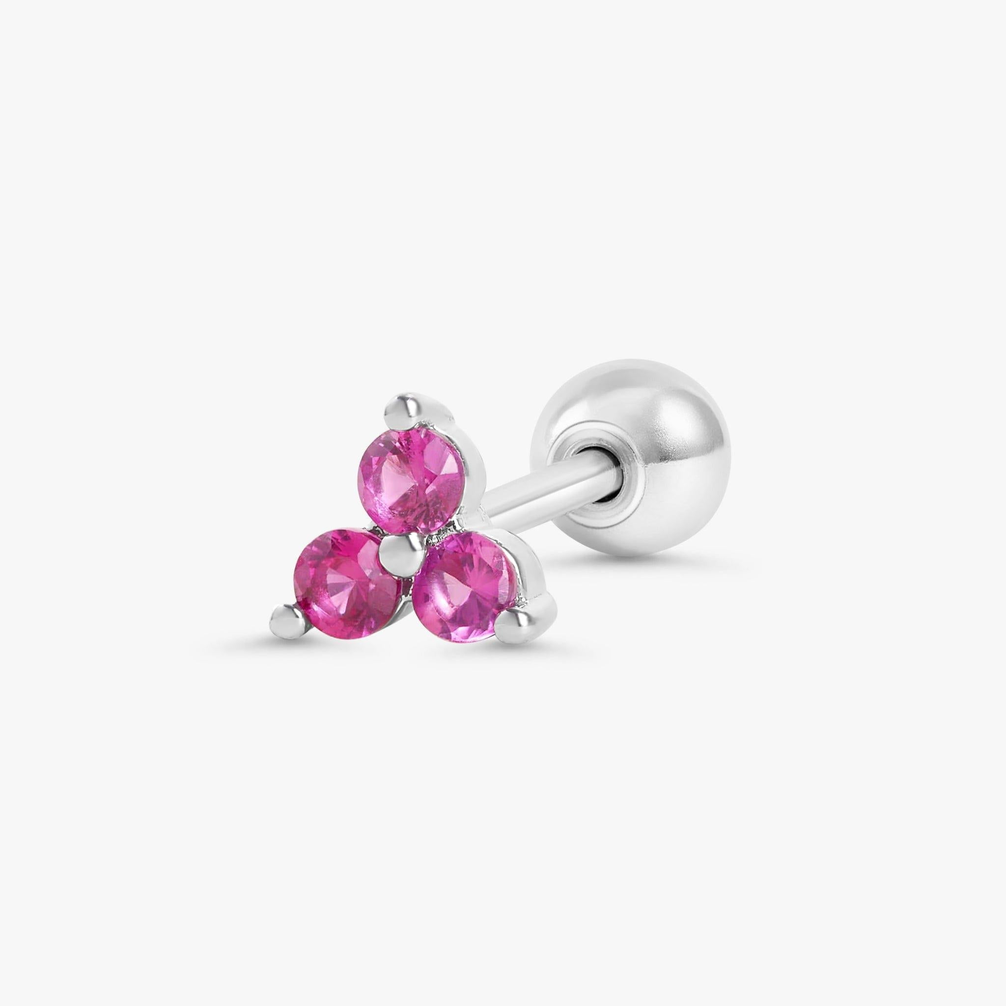 Ruby Red 3A CZ Three Leaf Clover Flat Back Piercing Stud - Walmart.com
