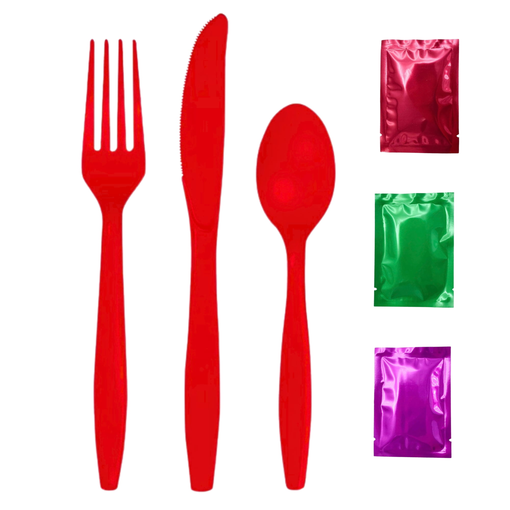 Ruby Red Disposable Cutlery, (Set of 96) Complete Dining Set BPA-Free ...
