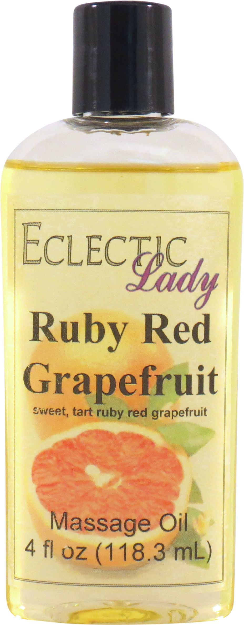 Ruby Red Grapefruit Massage Oil by Eclectic Lady, 4 oz, Sweet Almond Oil and Jojoba Oil ...