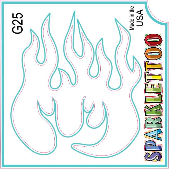 Ruby Red Paint G25-2 2 x 2 in. 2 Ply Flame Design Glitter Tattoo, Pack ...