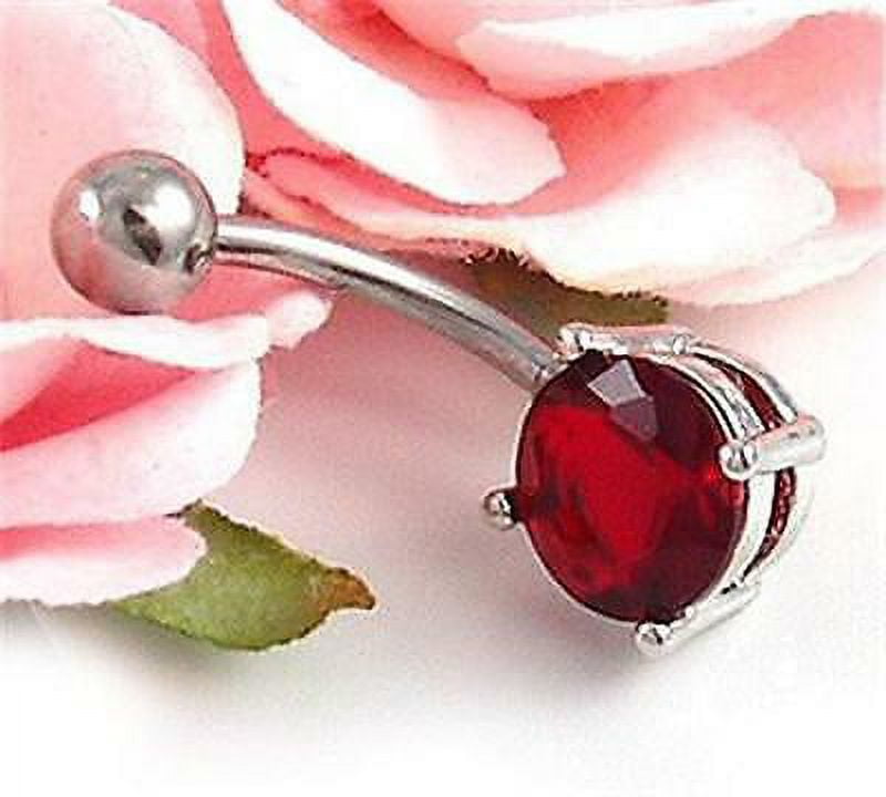 Ruby Red Teardrop Cz Cubic Zirconia Dangle Belly Button Naval Rings ...
