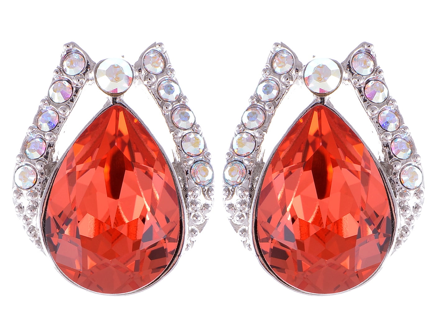 Ruby Red Teardrops Swarovski Crystal Element Toned Stud Earrings ...