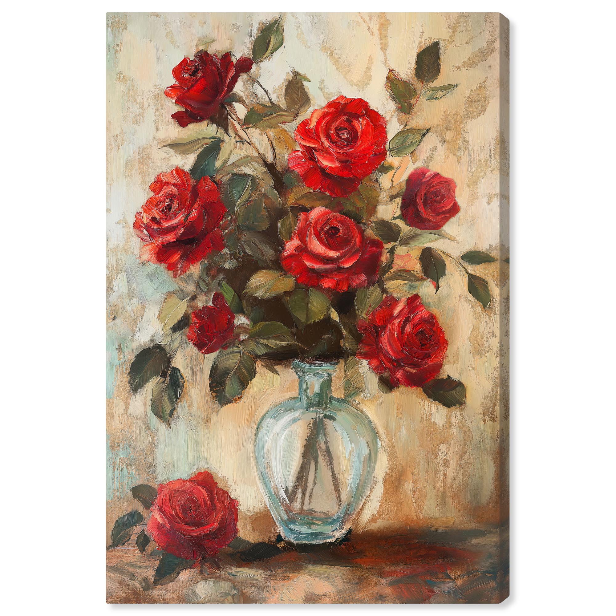 Ruby Roses in Riad Glass Canvas Romantic Floral Art by Art Remedy ...