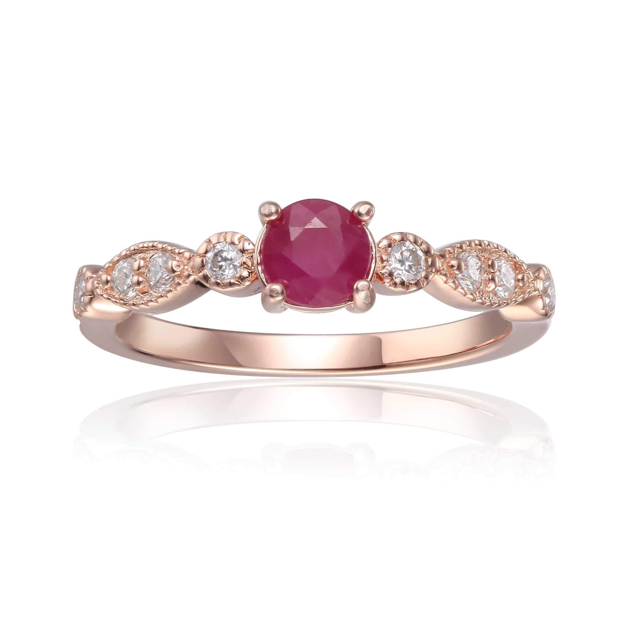 Ruby Round Solitaire Ring - Walmart.com