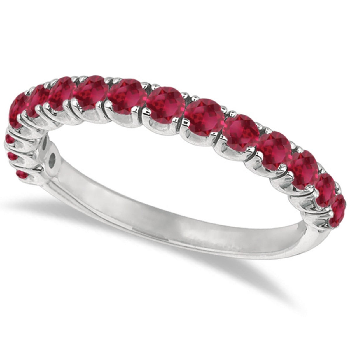 Ruby Semi-Eternity Ring Anniversary Band 14k White Gold (1.09ct ...