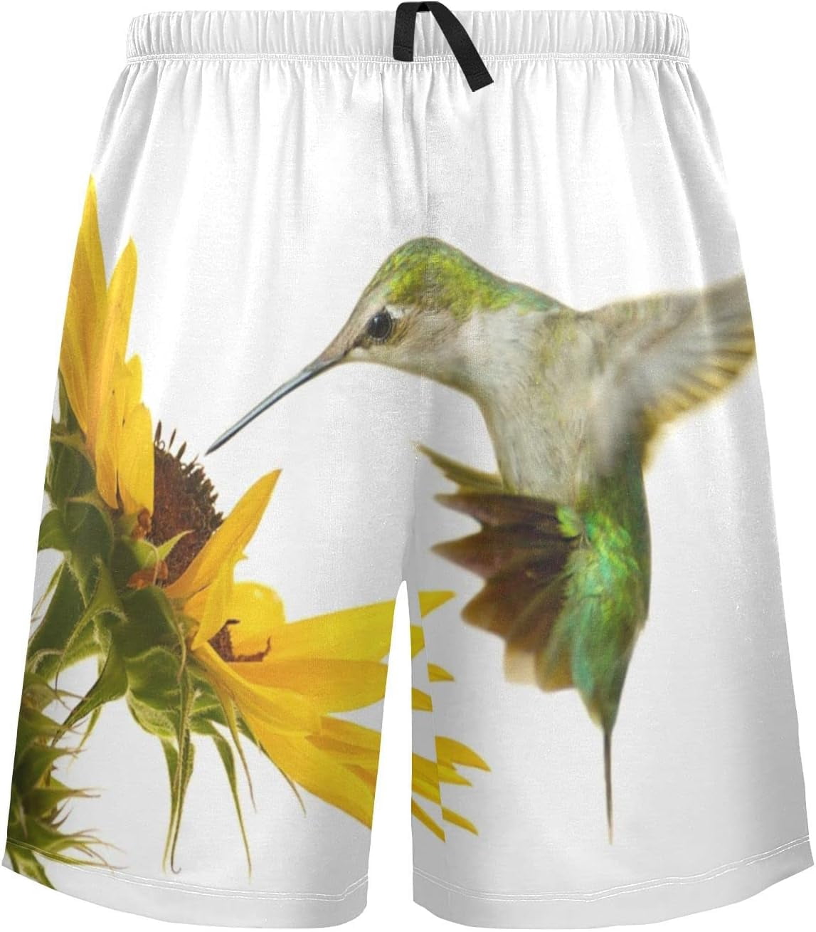 Ruby Throated Hummingbird Hovering At Sunflower On White Mens Pajama ...