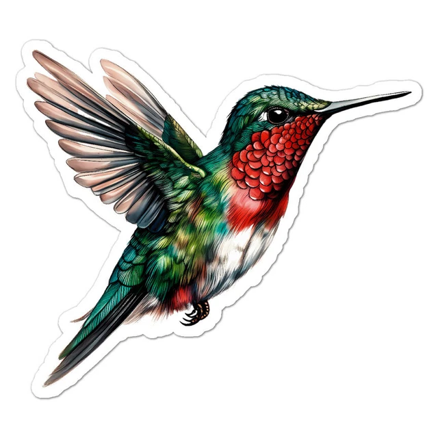 Ruby Throated Hummingbird Sticker Indoor Outdoor Phone Decal Water ...
