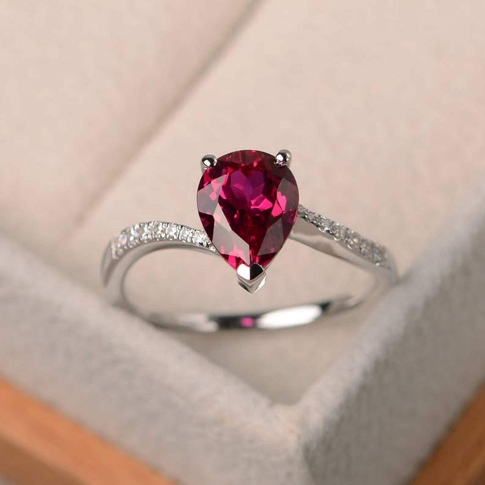 Ruby Twist Rope Engagement Ring Sterling Silver Tear Drop Shaped July Birthstone Ring - Walmart.com