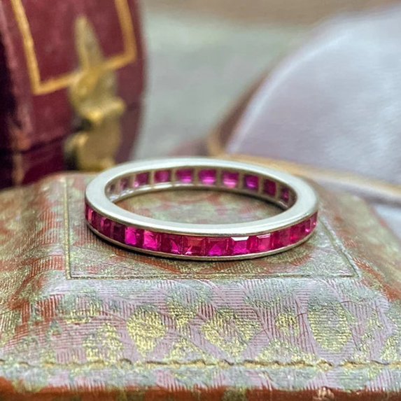 Ruby Wedding Ring, Ruby Eternity Ring, Wedding Band, Stacking Ring ...