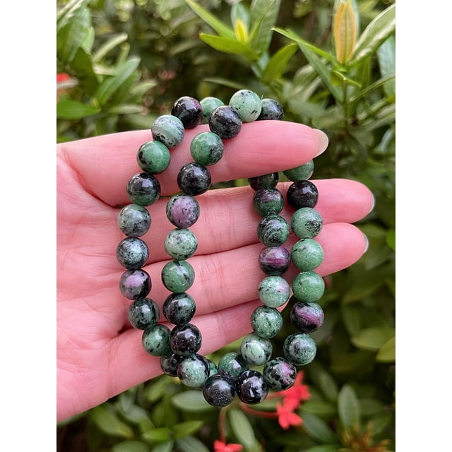 Ruby Zoisite Crystal Bead Bracelet 8mm, Wholesale Genuine Ruby Zoisite Stretch Gemstone Bracelet ...