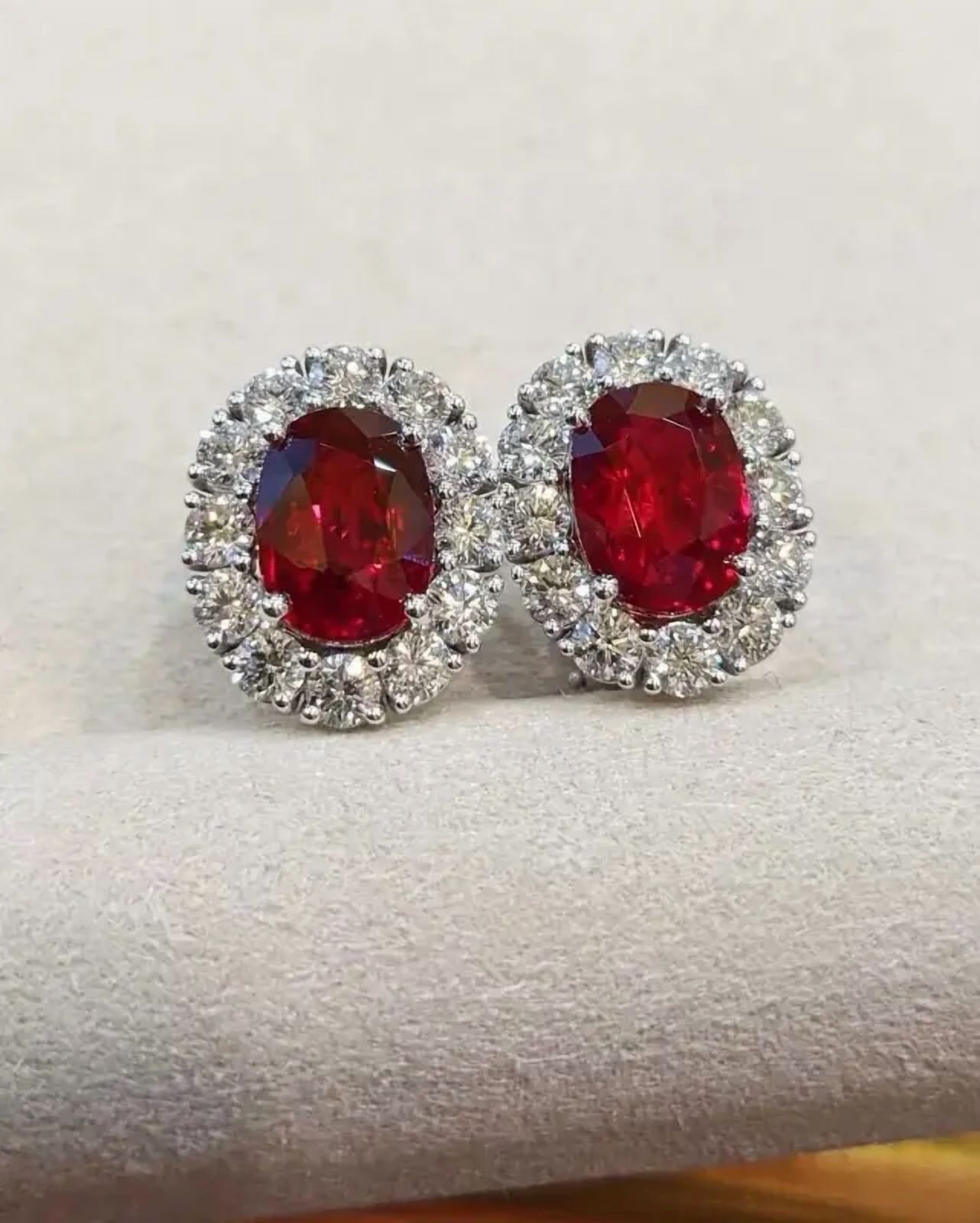 Ruby and Diamond Halo Stud Earrings in 925 Sterling Silver - Walmart.com