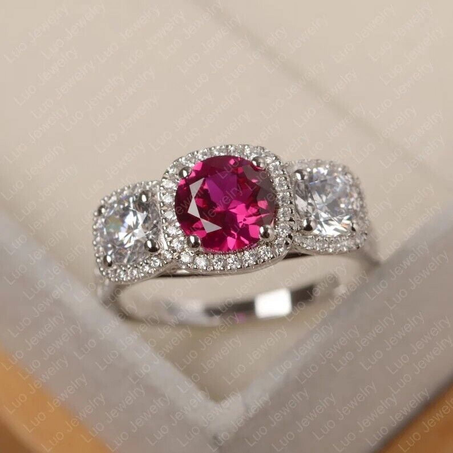 Ruby ring,round cut ring, ruby silver ring ruby bridal ring Christmas ...