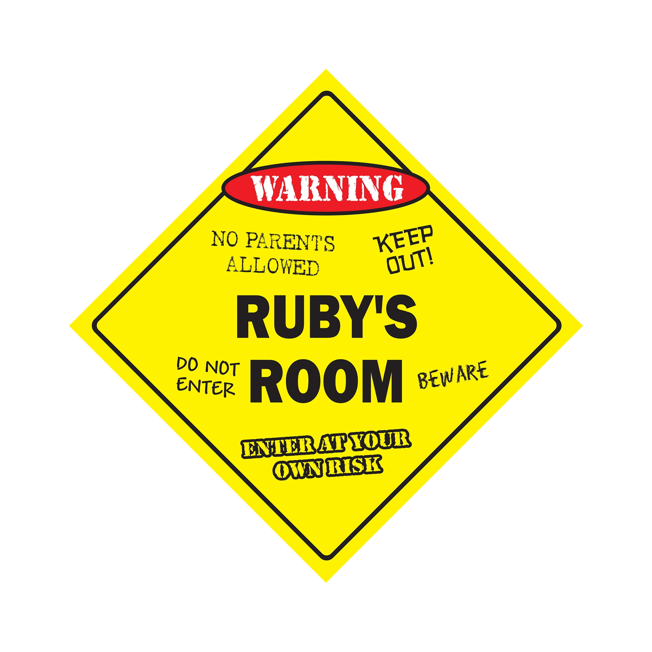 Ruby's Room Sign Crossing Zone Xing | Indoor/Outdoor | 14" Tall kids bedroom decor door children ...
