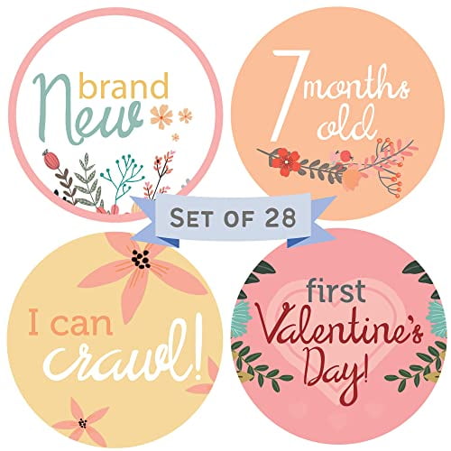 RubyRoo Baby Milestone Stickers - Baby Month Stickers for Baby Girl ...