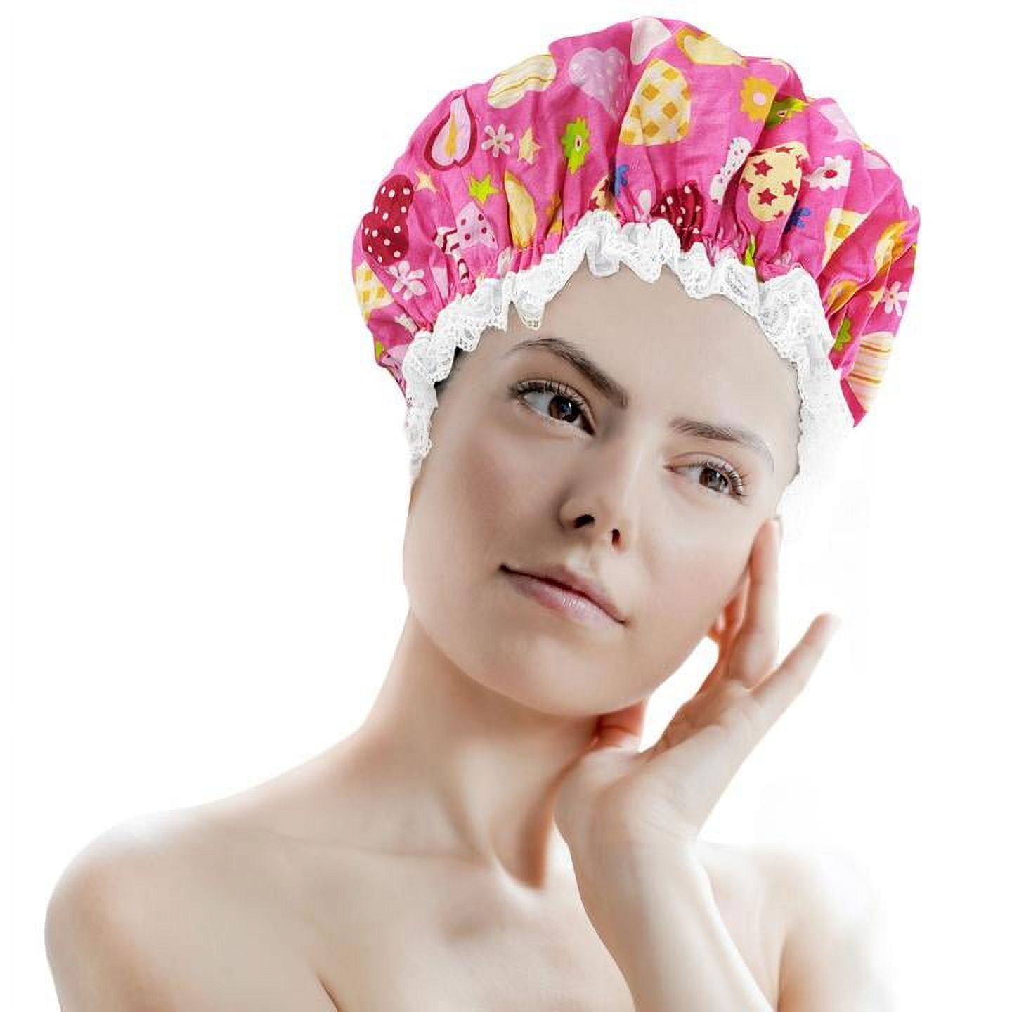 Rucci Boufant Shower Cap - Washable Reusable (Pink Hearts Pattern ...