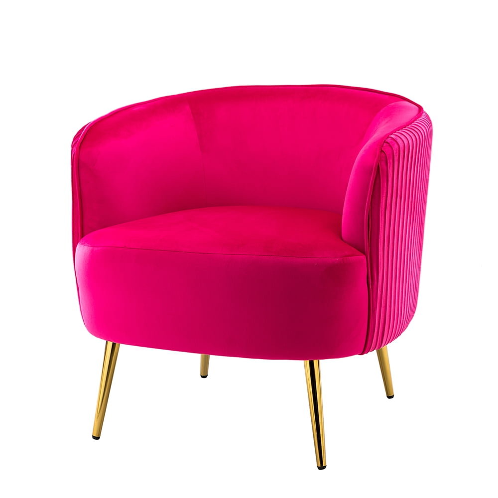 Ruched Design Barrel Chair, Single Sofa Armchair with Gold Metal Legs ...